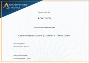 Sample certificate – Risk Governance Institute